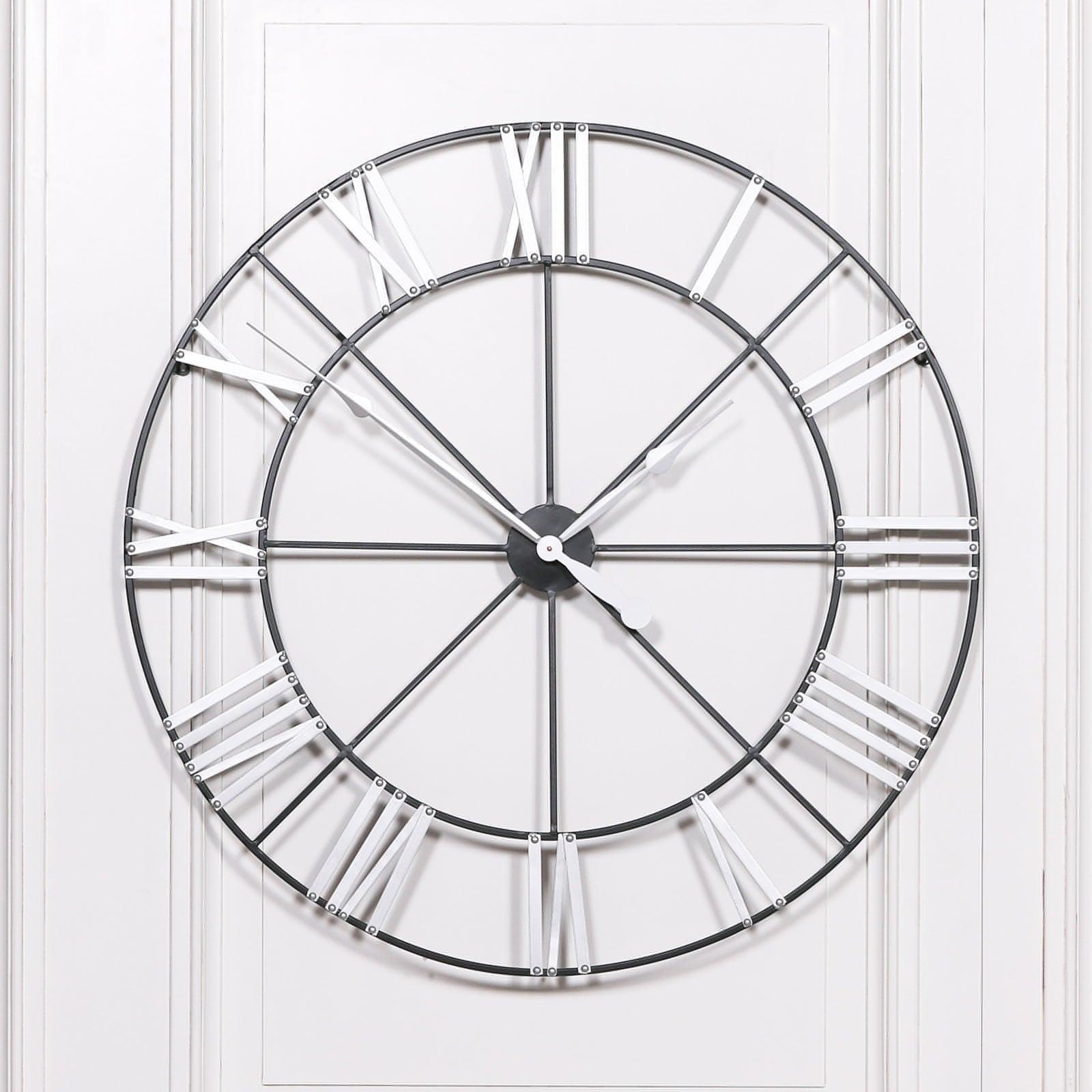 102cm Round Large Oversized Two Tone Metal Skeleton Style Wall Clock in ...